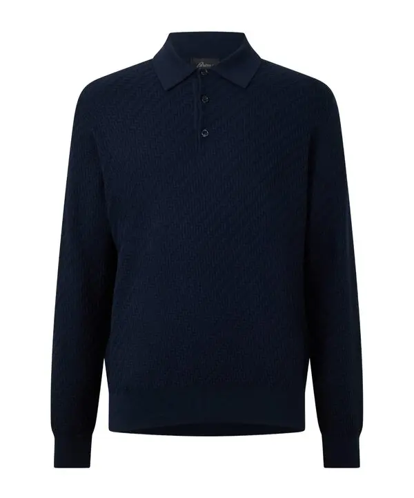 Brioni Knit Long-sleeve Polo Sweater