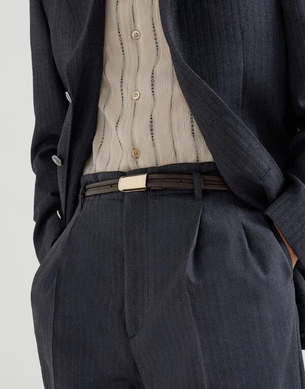Brunello Cucinelli Calf Leather Belt With Box Clasp