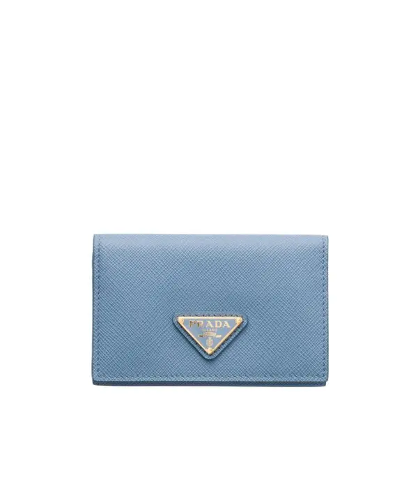 Prada Saffiano Leather Card Holder - Astral Blue