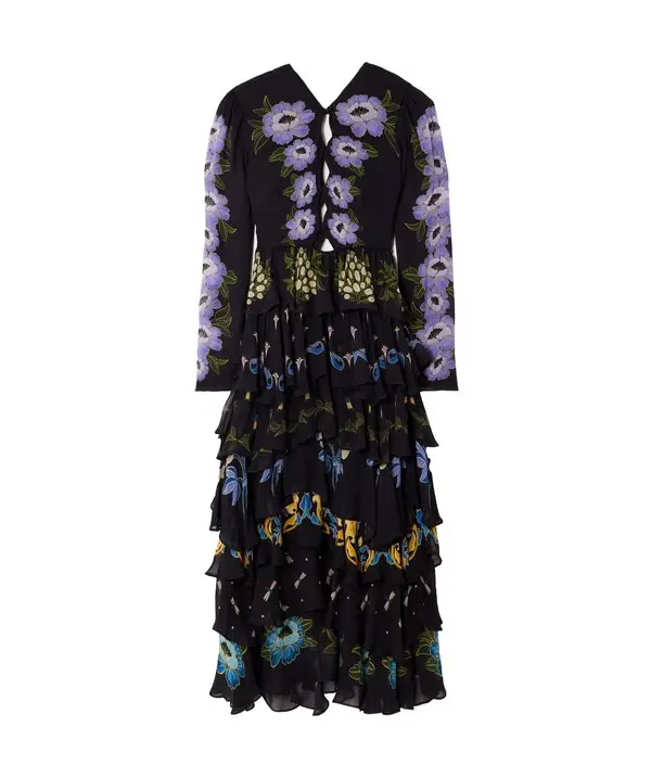 Farm Rio Floral-print Tiered Ruffled Dress