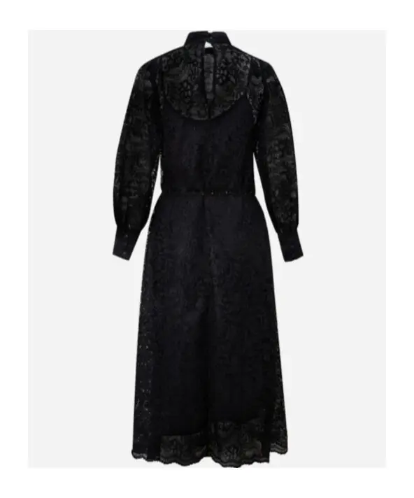 Farm Rio Lace High Neck Maxi Dress With Long Sleeves