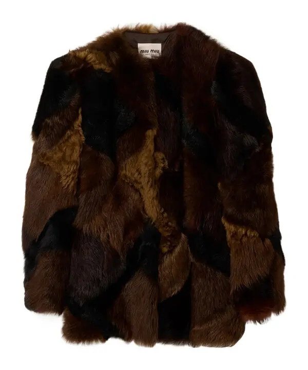 Miu Miu Shearling Patchwork Caban Jacket