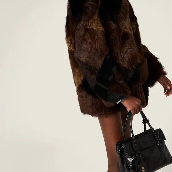 Miu Miu Shearling Patchwork Caban Jacket