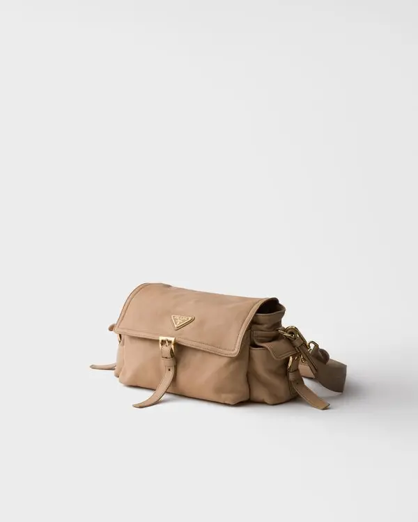 Prada Explore Medium Nappa Leather Shoulder Bag With Flap - Sand Beige