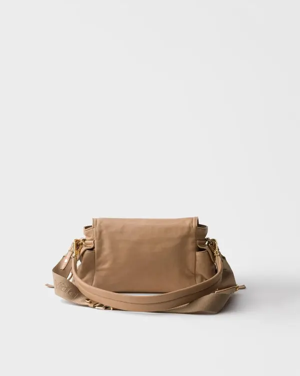 Prada Explore Medium Nappa Leather Shoulder Bag With Flap - Sand Beige