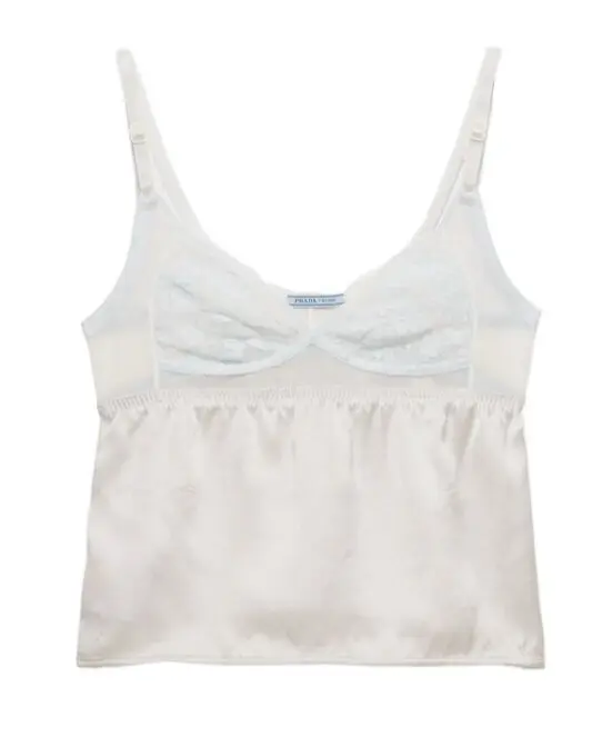 Prada Satin And Lace Bustier Top