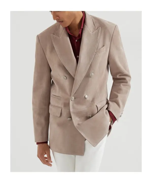 Brunello Cucinelli Suede Metal-buttons Blazer