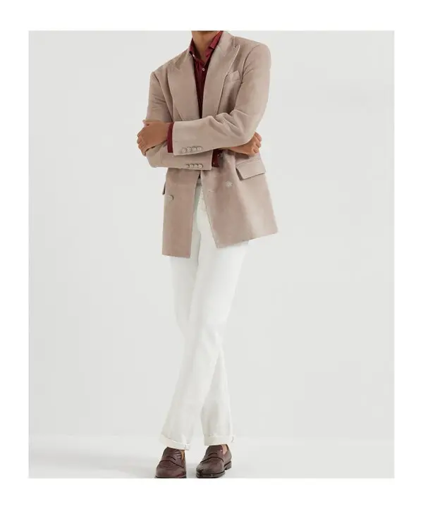 Brunello Cucinelli Suede Metal-buttons Blazer