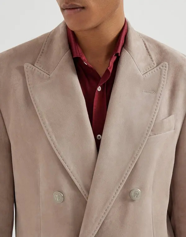 Brunello Cucinelli Suede Metal-buttons Blazer