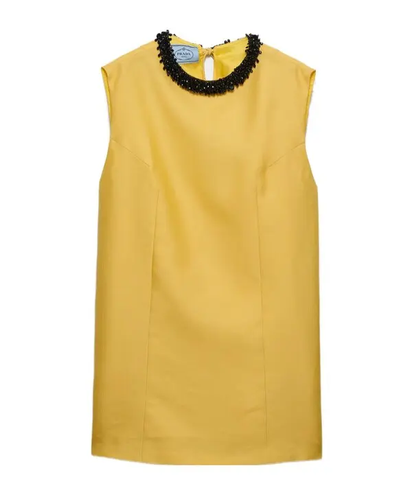 Prada Sleeveless Embroidered Gazar Dress