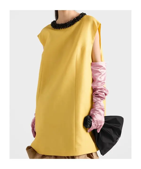 Prada Sleeveless Embroidered Gazar Dress
