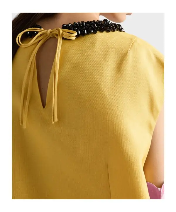 Prada Sleeveless Embroidered Gazar Dress