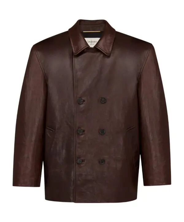Saint Laurent Double-breasted Leather Jacket - Black
