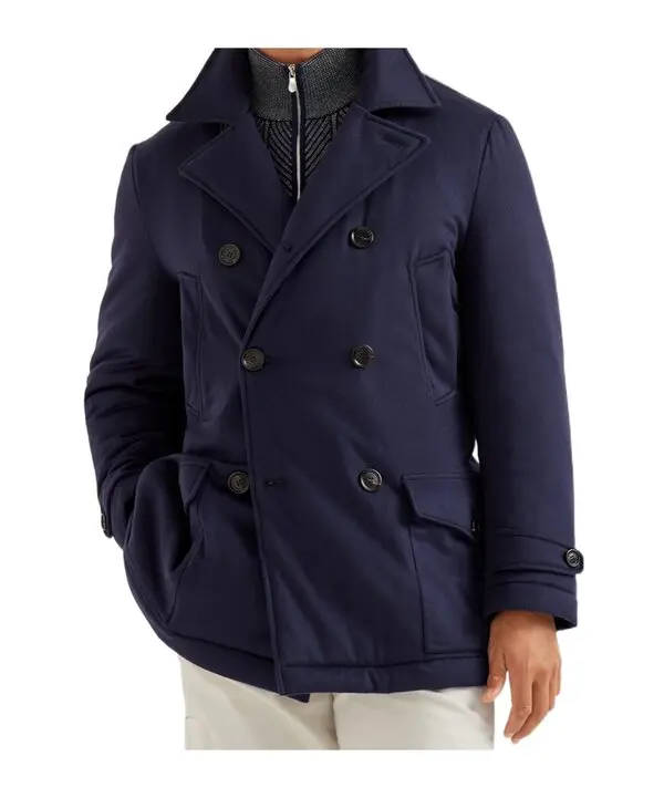 Brunello Cucinelli Long-sleeved Cashmere Coat - Navy Blue