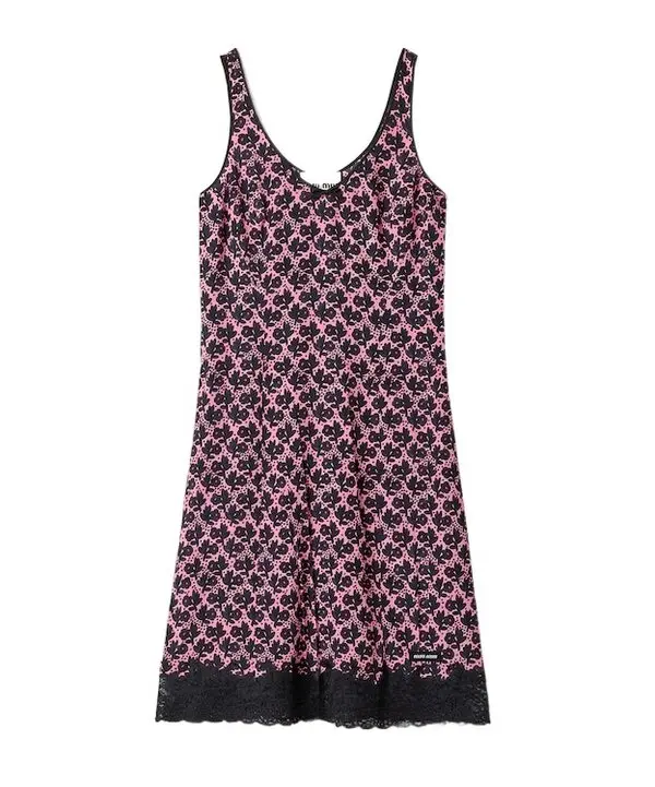 Miu Miu Crêpe De Chine Mini-dress With Lace Trim