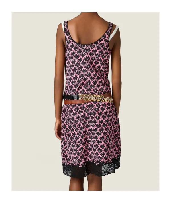 Miu Miu Crêpe De Chine Mini-dress With Lace Trim