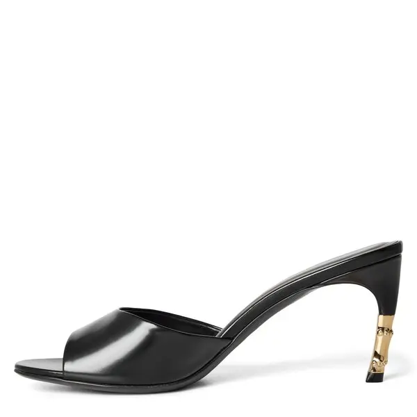 Gucci Bamboo Mule With Gold Tone Heel