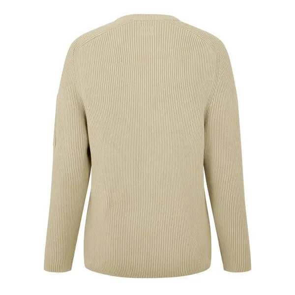 C.P. COMPANY Solid Ribbed Crew Neck Knit Sweater