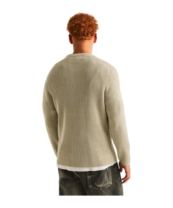 C.P. COMPANY Solid Ribbed Crew Neck Knit Sweater