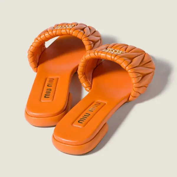 Miu Miu Matelassé Nappa Leather Slides