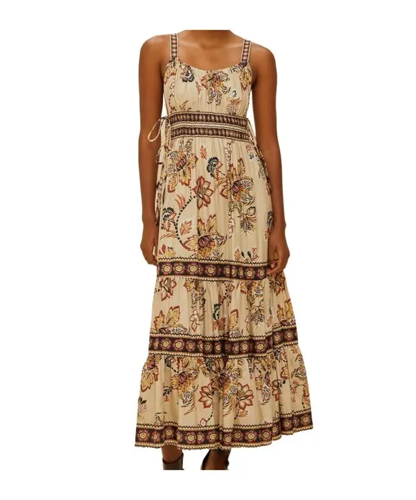Farm Rio Floral Midi Dress - Brown