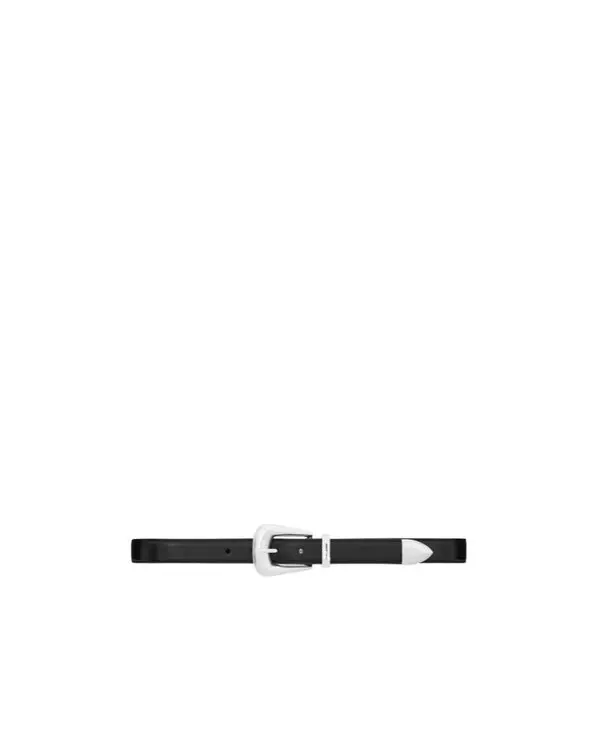Saint Laurent Folk Buckle Belt In Smooth Leather - Black