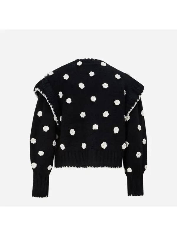 Farm Rio Flower Embellished Ruffled Cardigan