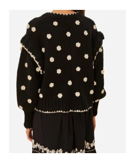 Farm Rio Flower Embellished Ruffled Cardigan