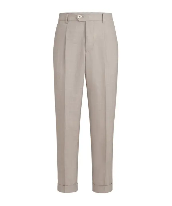 Brunello Cucinelli Virgin Wool Fresco Trousers With Pleat