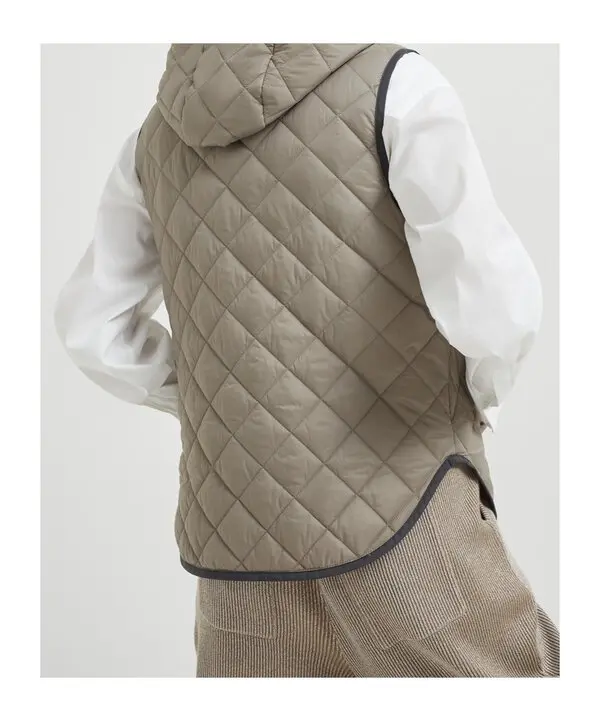 Brunello Cucinelli Quilted Hooded Gilet - Light Brown