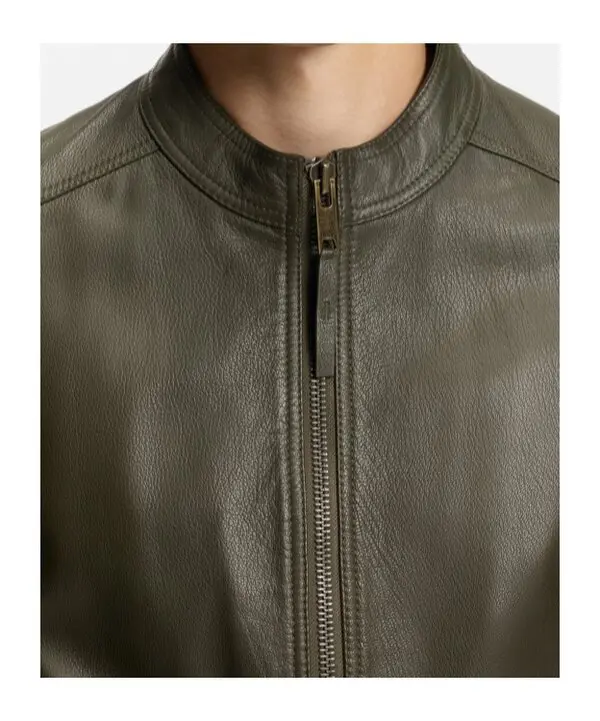 Hugo Boss Grained-leather Jacket In A Slim Fit
