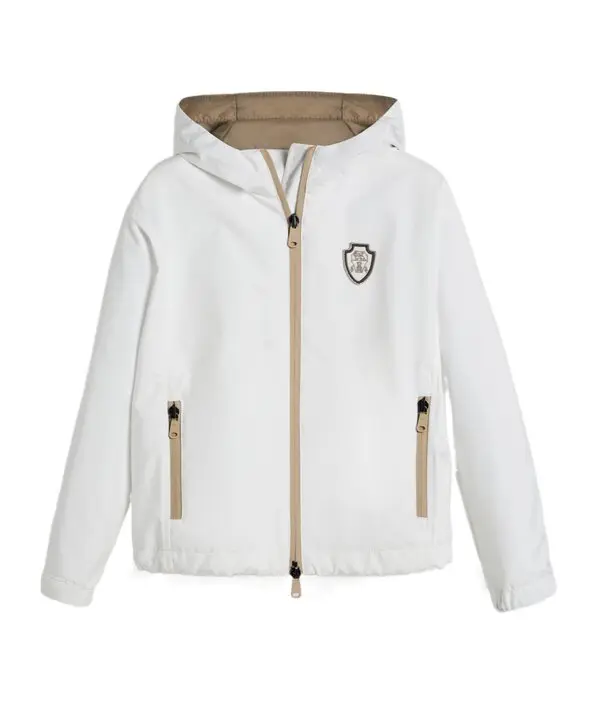 Brunello Cucinelli Crest Logo Embroidered Zip-up Hooded Jacket