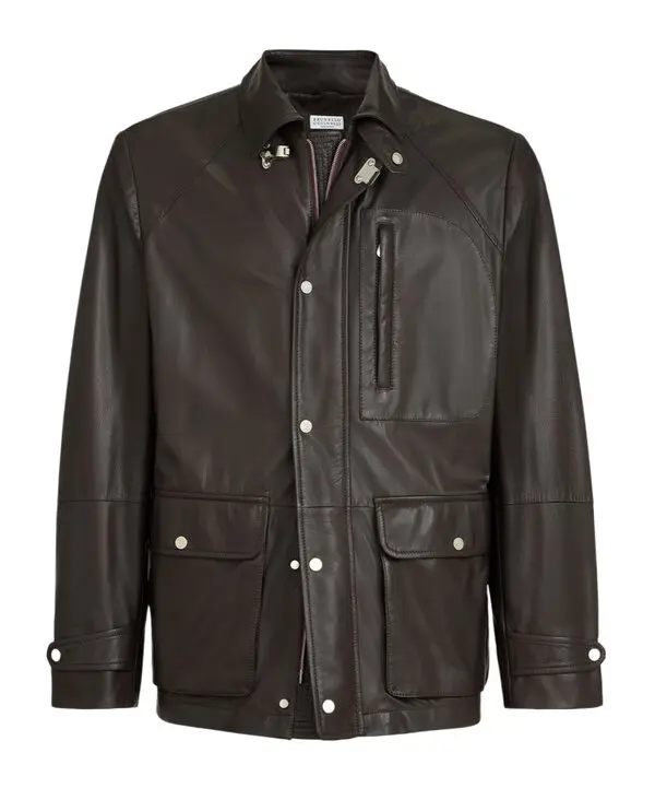 Brunello Cucinelli Calf Leather Jacket With Double Closure