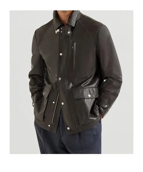 Brunello Cucinelli Calf Leather Jacket With Double Closure