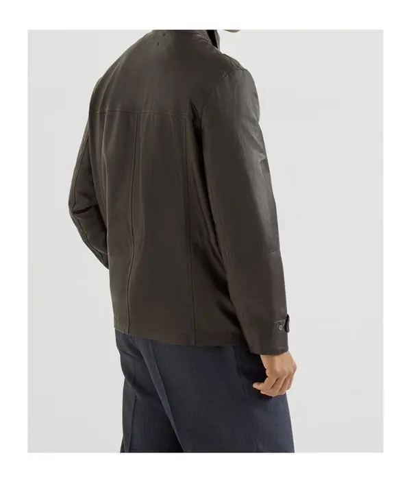 Brunello Cucinelli Calf Leather Jacket With Double Closure