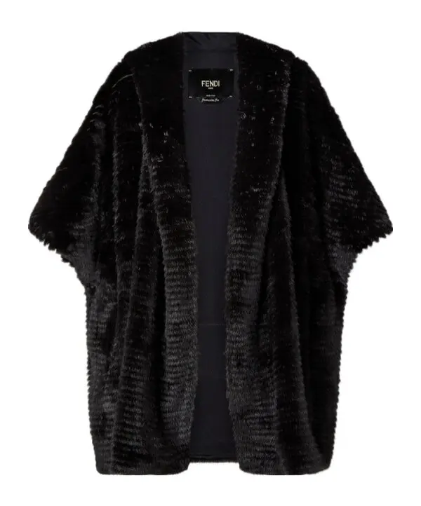 Fendi Mink Fur Poncho - Black