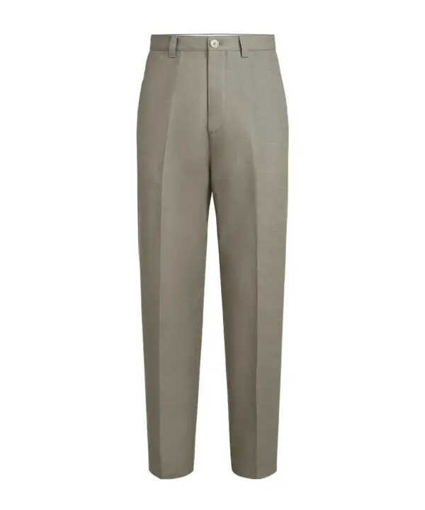 Brunello Cucinelli Cotton And Linen Panama Trousers With Pleat - Gray