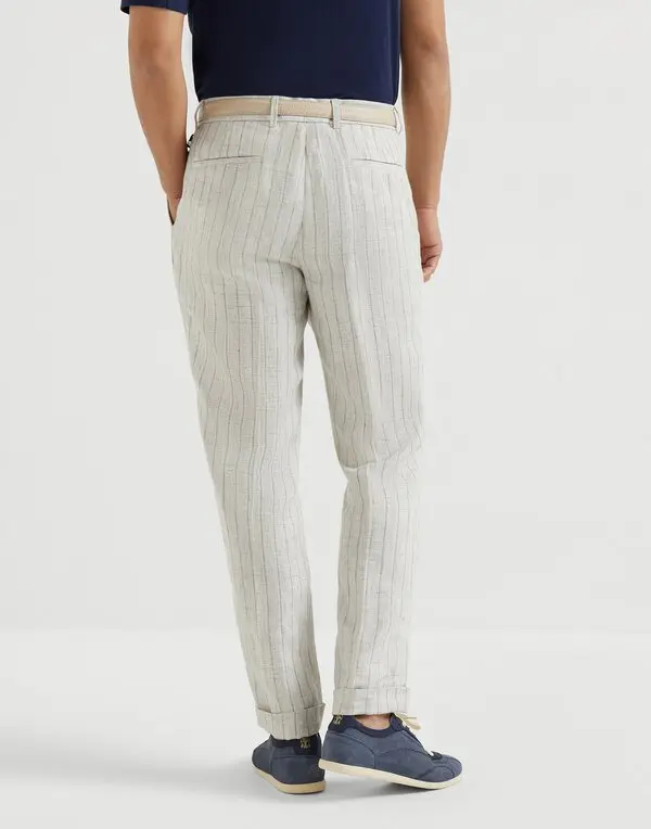 Brunello Cucinelli Striped Pleated Trousers