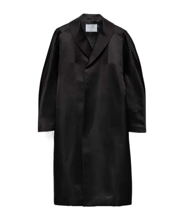 Prada Single-breasted Double Satin Coat - Black
