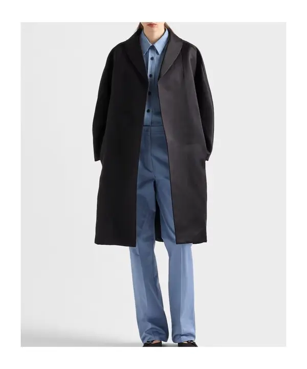 Prada Single-breasted Double Satin Coat - Black