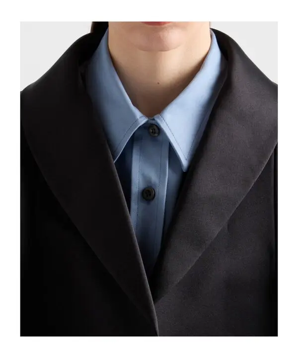 Prada Single-breasted Double Satin Coat - Black