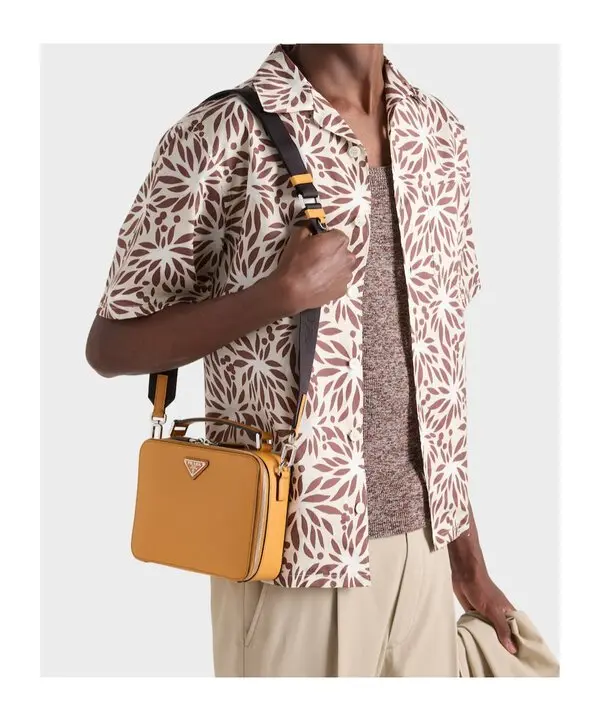 Prada Brique Medium Saffiano Leather Bag