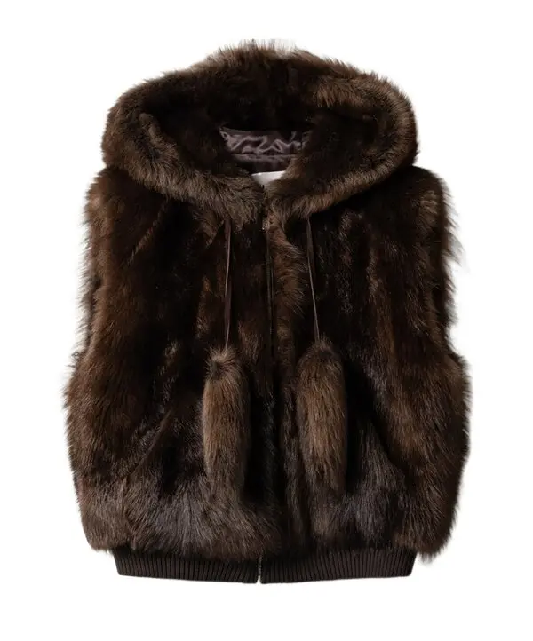 Miu Miu Shearling Vest With Tassels