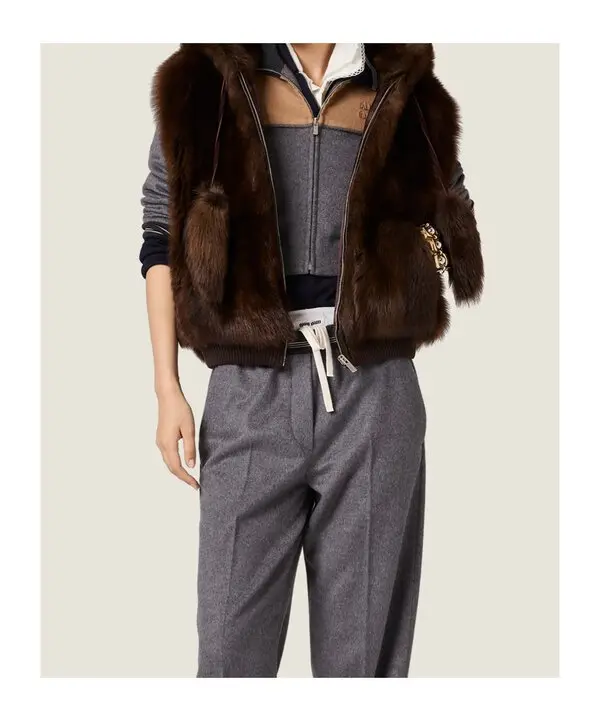 Miu Miu Shearling Vest With Tassels