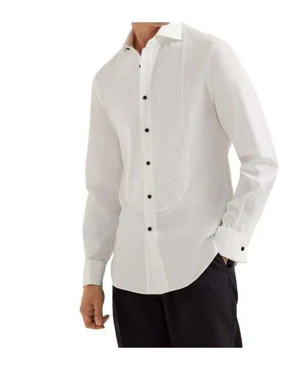 Brunello Cucinelli Pleated Tuxedo Shirt