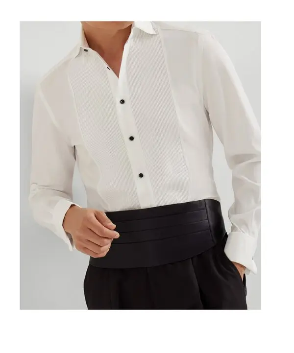 Brunello Cucinelli Pleated Tuxedo Shirt