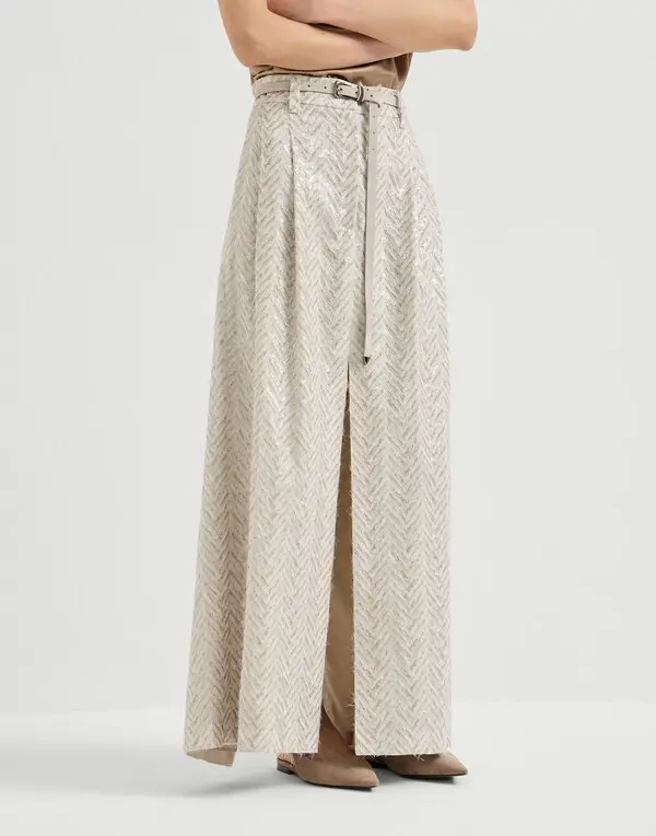 Brunello Cucinelli Chevron Maxi Skirt