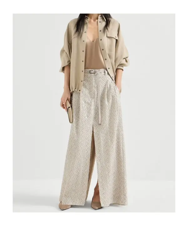 Brunello Cucinelli Chevron Maxi Skirt