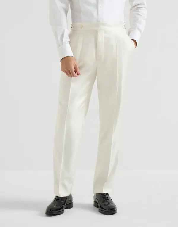 Brunello Cucinelli Pleated Waist-tab Silk Trousers
