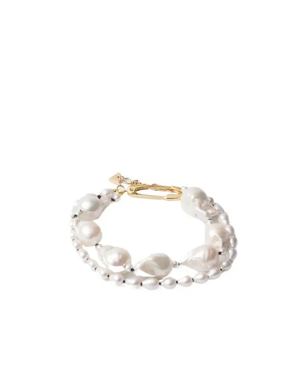 Prada Pearl And Safety Pin Anklet - Nude